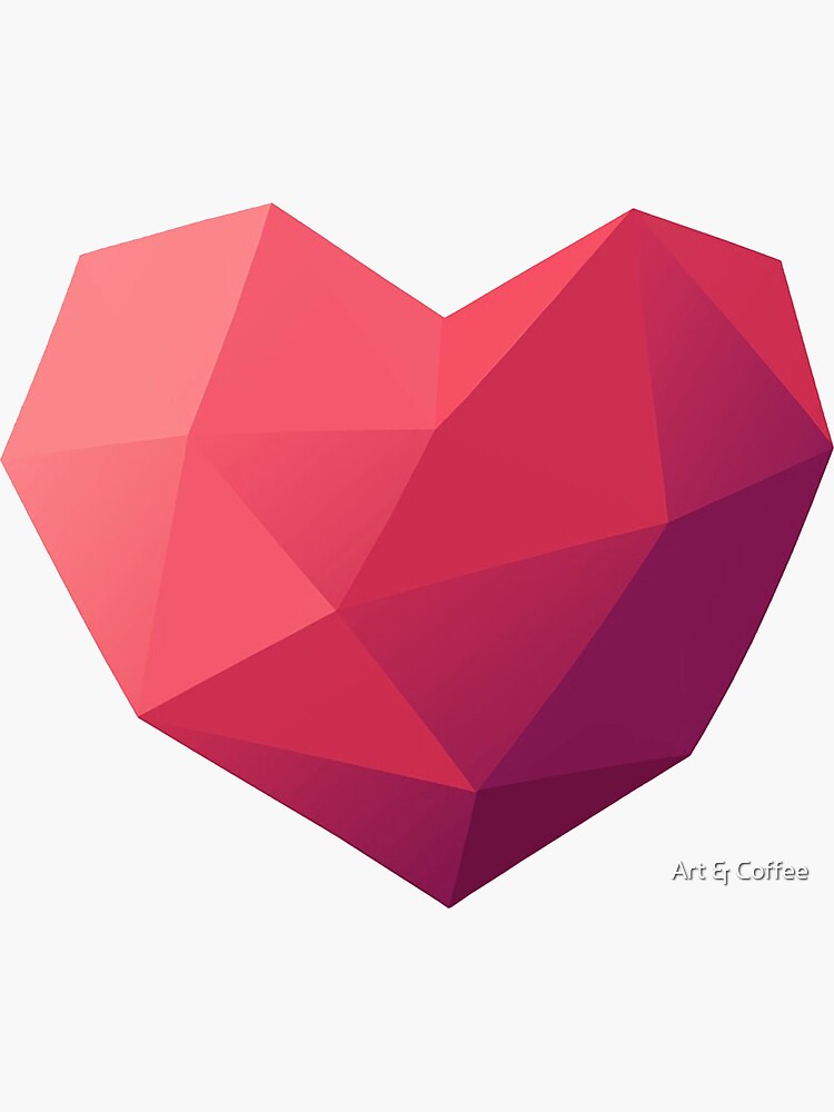"Low Poly Heart" Sticker for Sale by ArtandCoffeeUK | Redbubble