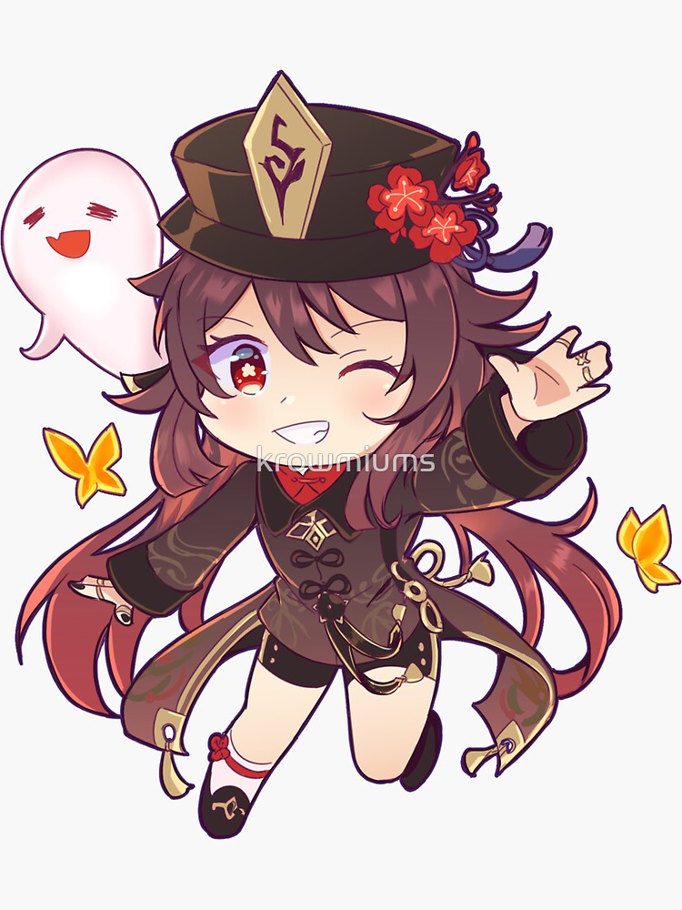 "Genshin Impact Hu Tao chibi" Sticker for Sale by krowmiums | Redbubble