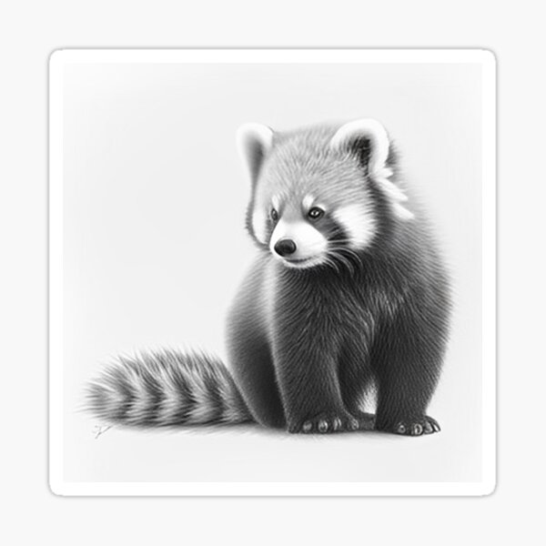 "Black and white Red Panda pencil drawing" Sticker for Sale by Pencil ...