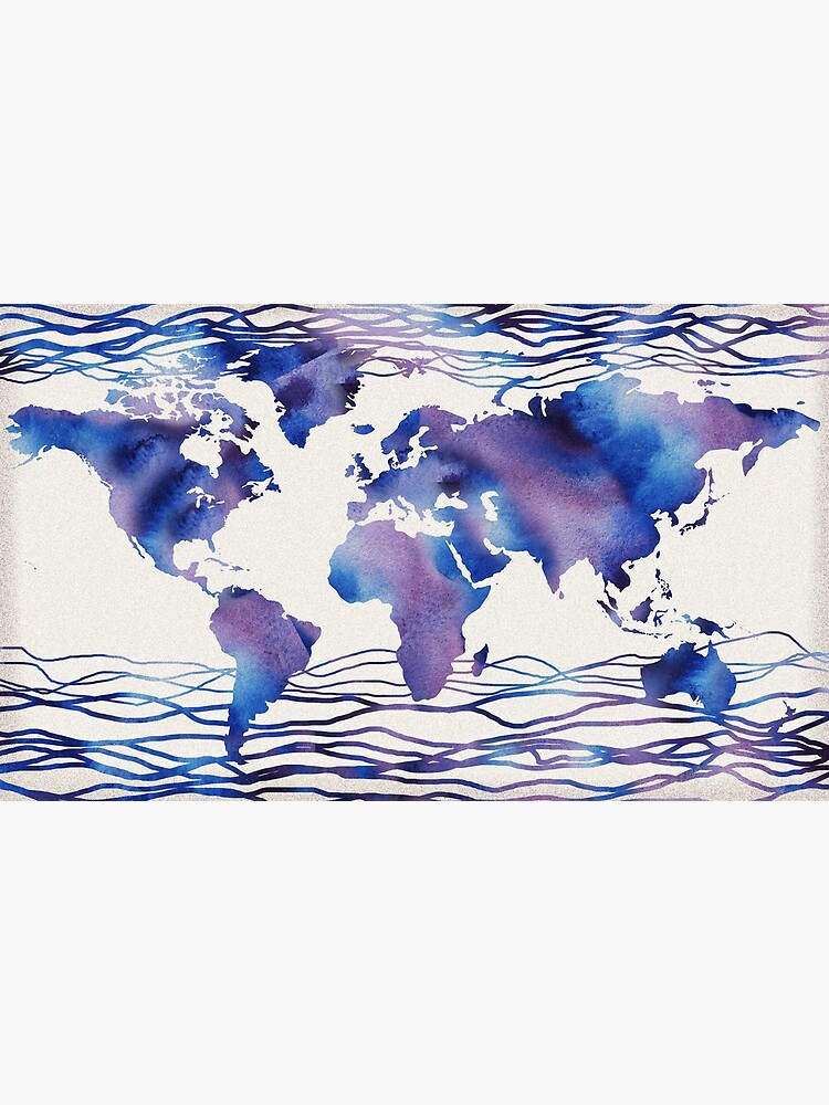 "Blue World Map Watercolour" Art Print by IrinaSztukowski | Redbubble