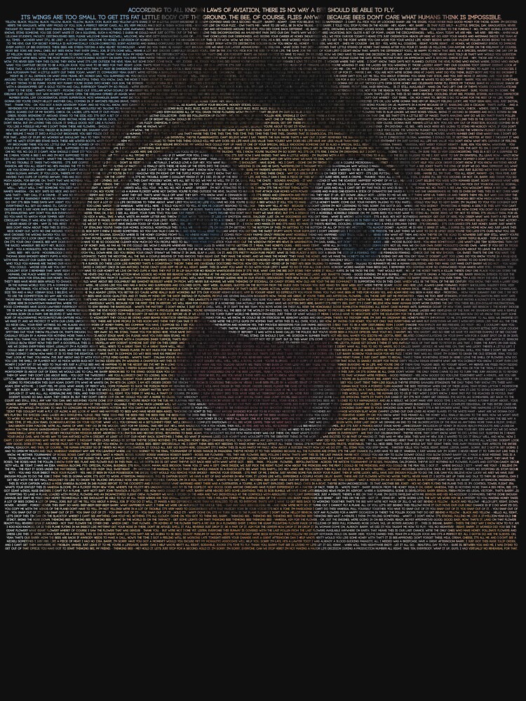 "BEE MOVIE ENTIRE SCRIPT with Barry Face" T-shirt for Sale by GHDParody ...