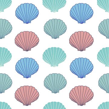 "Seashell pattern with green, blue and orange shells" Sticker for Sale ...