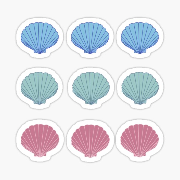 "Seashell pattern with green, blue and orange shells" Sticker for Sale ...