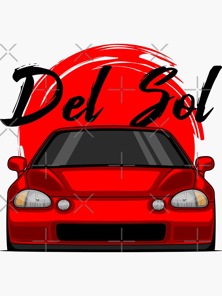 "Front Red Del Sol JDM" Sticker for Sale by goldentuners | Redbubble