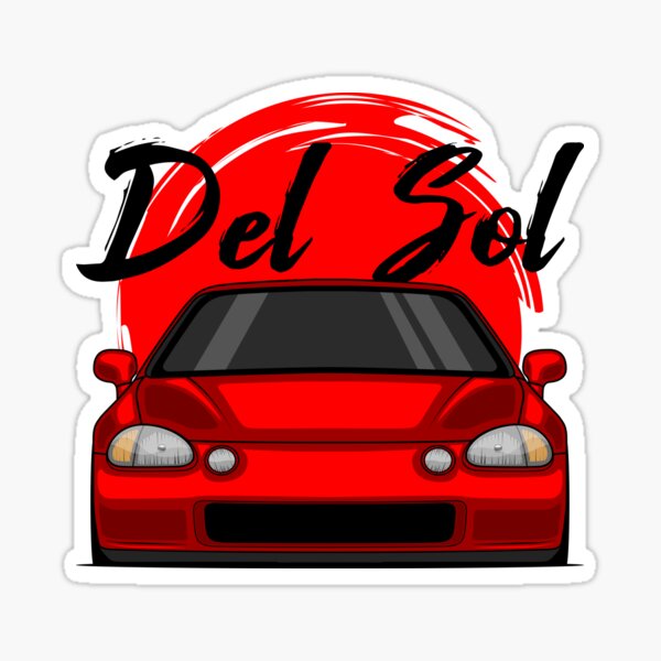 "Front Red Del Sol JDM" Sticker for Sale by goldentuners | Redbubble
