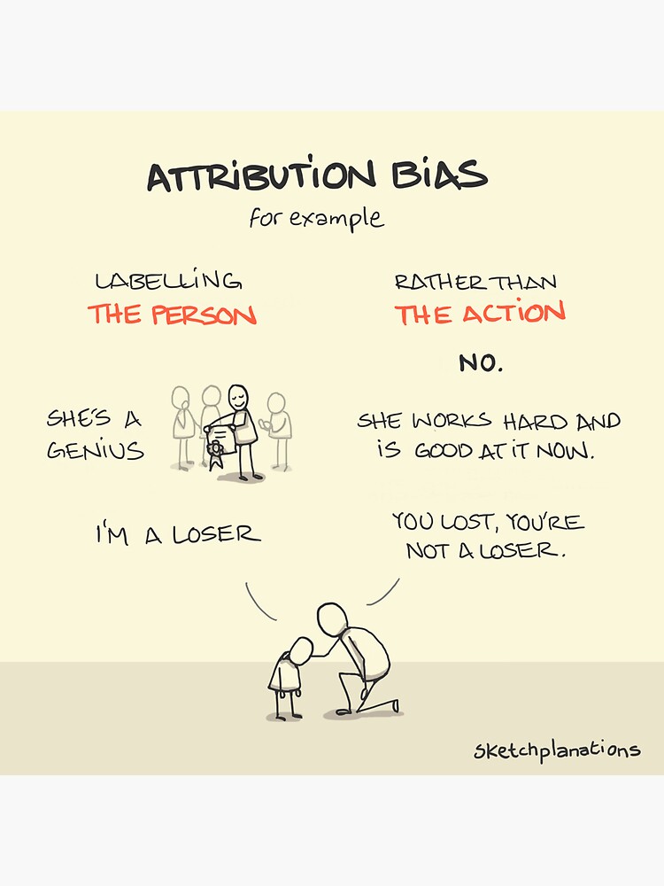 "Attribution bias" Sticker for Sale by sketchplanator | Redbubble