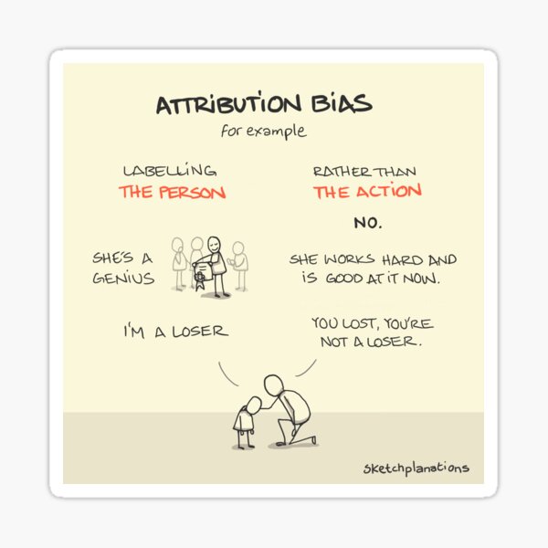 "Attribution bias" Sticker for Sale by sketchplanator | Redbubble
