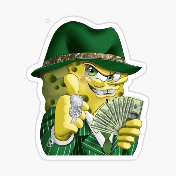 "gangster sponge bob" Sticker for Sale by NatesCreativity | Redbubble
