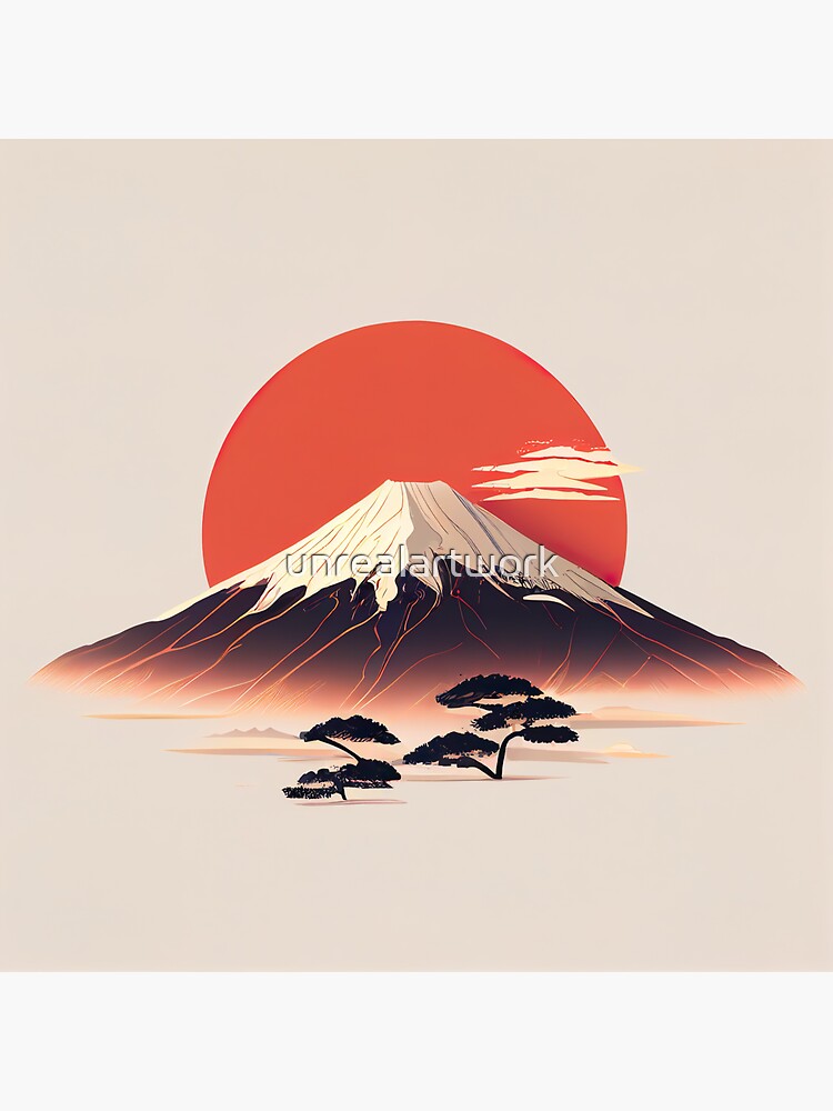 "Mount Fuji Illustration Minimalist Design" Sticker for Sale by ...