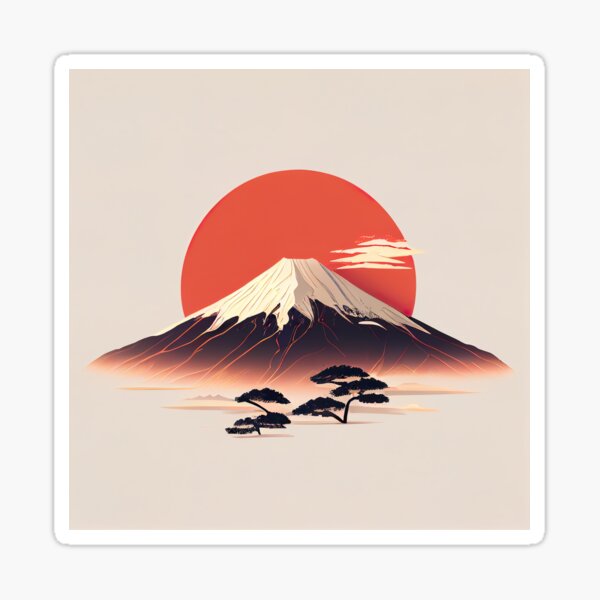 "Mount Fuji Illustration Minimalist Design" Sticker for Sale by ...
