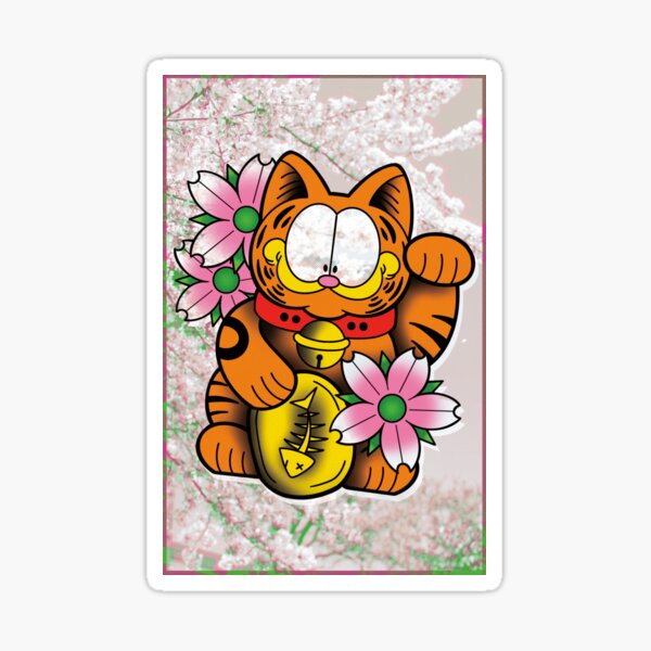 "Garfield Lucky Cat" Sticker for Sale by Pansyink | Redbubble