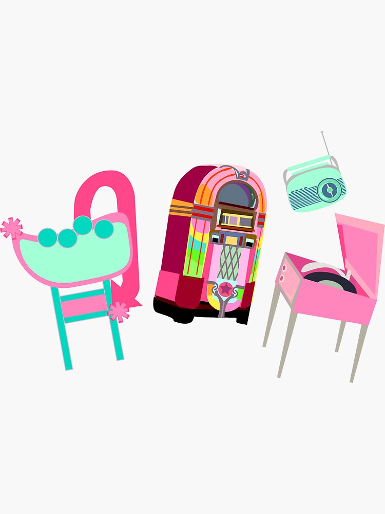 "Jukebox Sign Radio Record Player Oldies Fun" Sticker for Sale by ...