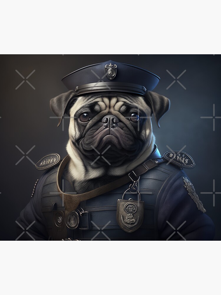 "Fun with Pugs - Police Officer Pug" Sticker for Sale by KieraJewel ...