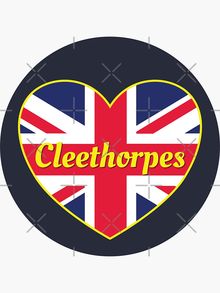 "Cleethorpes England UK British Union Flag Heart on Navy" Sticker for ...