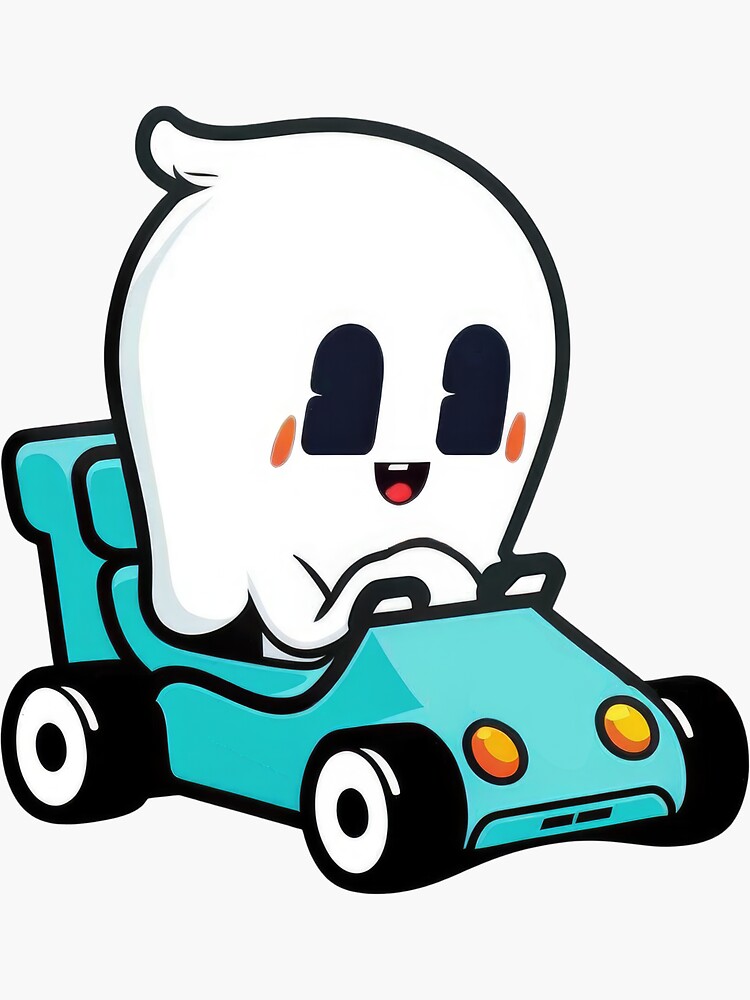 "Cute ghost driving a go kart" Sticker for Sale by marcusdburnette ...