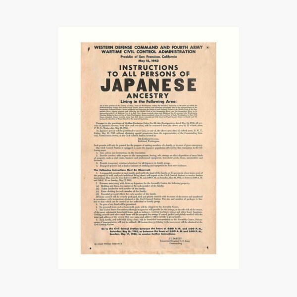 "World War II Japanese Internment Broadside (May 15, 1942) Poster" Art ...