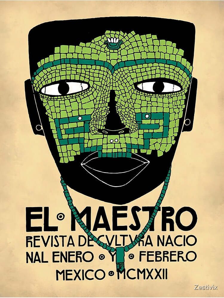 Vintage El Maestro Poster Mexican Cultural Tribal Face Mask. El Maestro ...