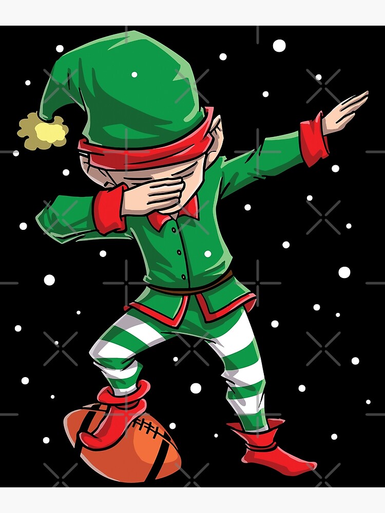 "Dabbing Elf Football T Shirt Christmas Funny X-mas Elves Dab" Poster ...