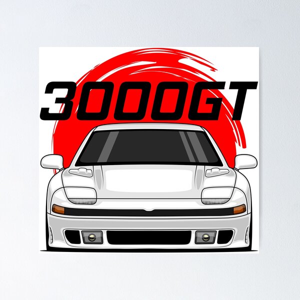 "Front White 3000GT 1990 1993" Poster for Sale by goldentuners | Redbubble
