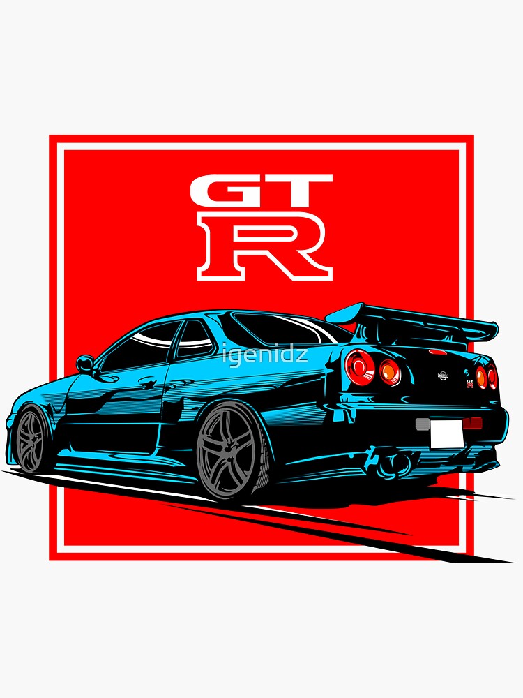 "Nissan GT R 34 Classic" Sticker by igenidz | Redbubble