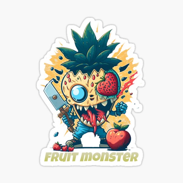 "Cute Fruit Monster" Sticker for Sale by Sam-Sekai | Redbubble