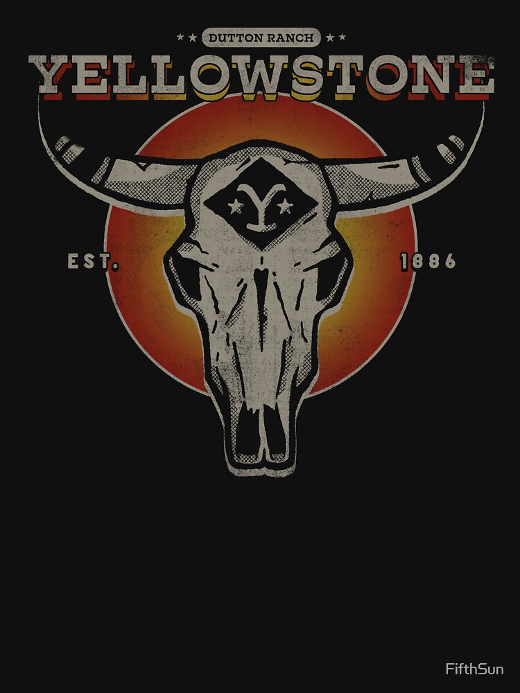"Yellowstone Dutton Ranch Cattle Skull Retro Style Logo" Classic T ...