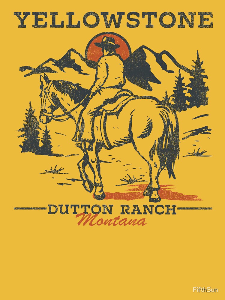 YStone Dutton Ranch Vintage Retro Cowboy Sunset Logo | Essential T ...