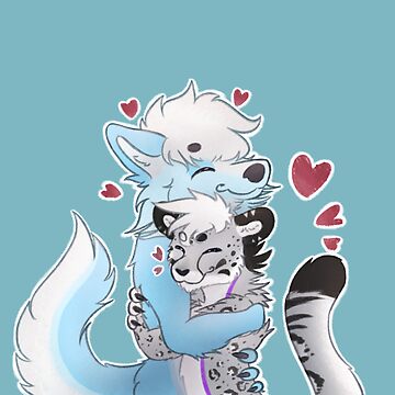 "furry hug illustration :3 (blue)" Sticker for Sale by halliwah | Redbubble