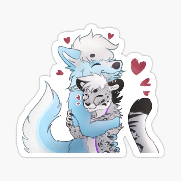 "furry hug illustration :3 (blue)" Sticker for Sale by halliwah | Redbubble