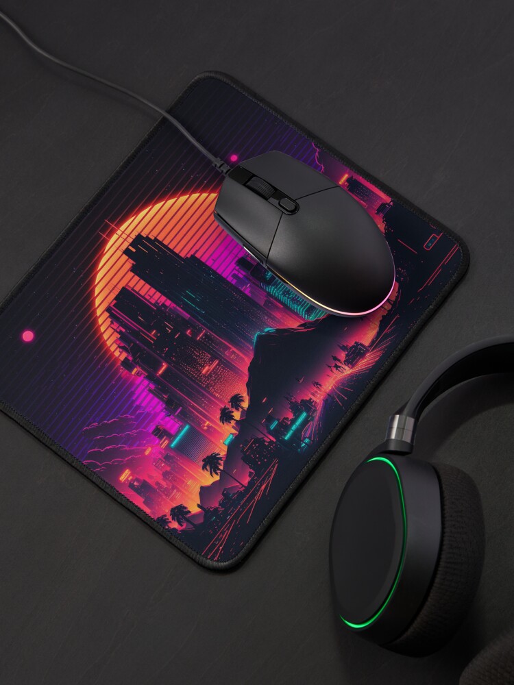 "Neon Nights: A Synthwave Sunrise" Mouse Pad for Sale by Nightarcade ...