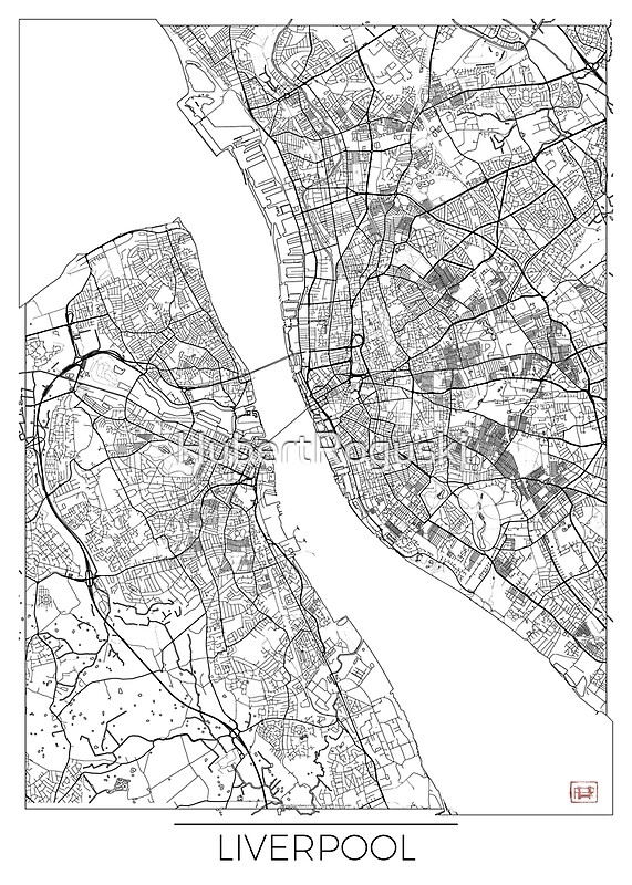 "Liverpool Map Minimal" by HubertRoguski | Redbubble