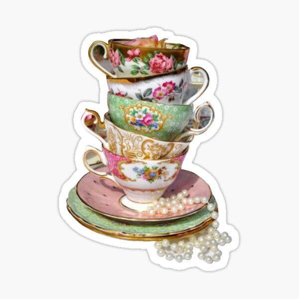 "Stacked Tea Cups" Sticker for Sale by princesssomo21 | Redbubble