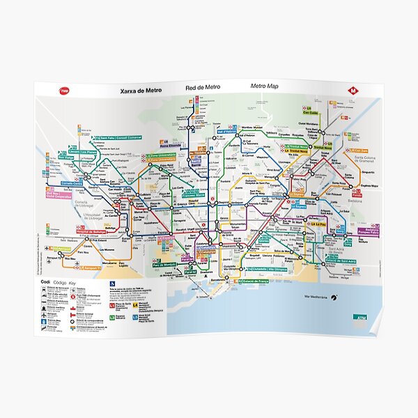 "Barcelona Metro Map" Poster for Sale by Art-Lux | Redbubble