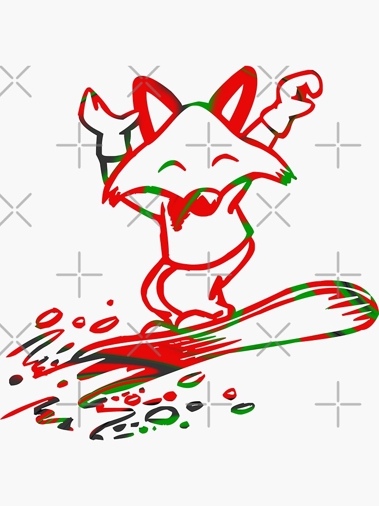 "Cute Snowboarding Fox " Sticker by ShyneR | Redbubble