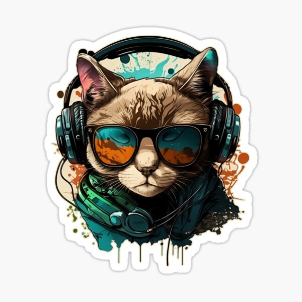 "Cute Cat Wearing Earphones - Cool Kitty / Kitten Wearing Headphones ...