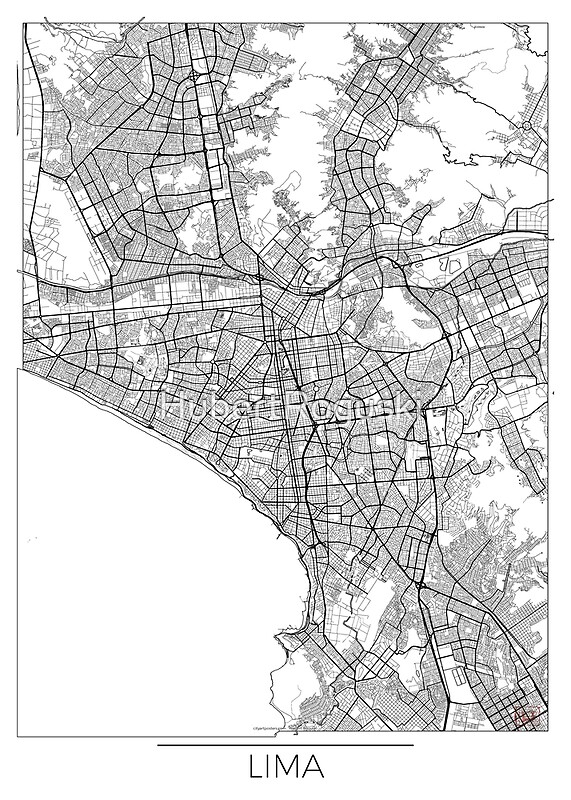 "Lima Map Minimal" by HubertRoguski | Redbubble