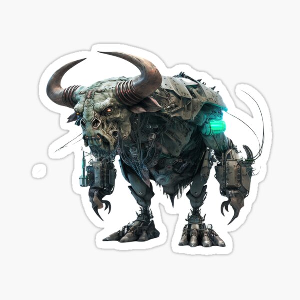 "Robotic Mechanical Bull" Sticker for Sale by AIModernArt | Redbubble