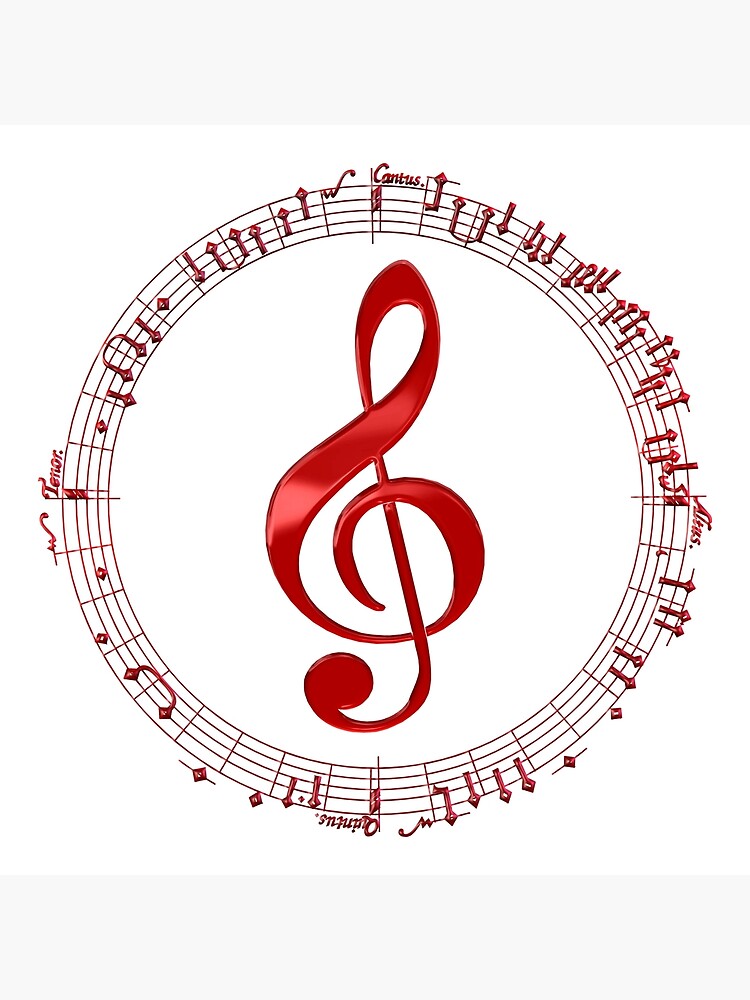 "Red Treble Clef Inside Music Notes" Poster by CoolDoodles | Redbubble