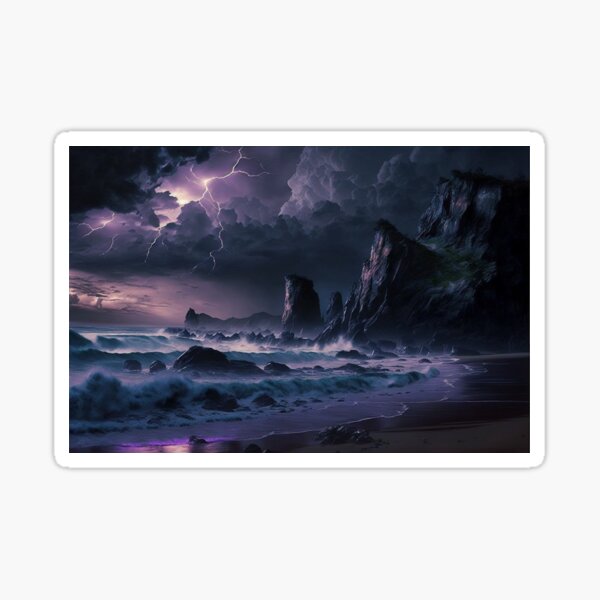 "Ominous Storm & Lightning Rolling in from the Ocean in Hues of Purple ...