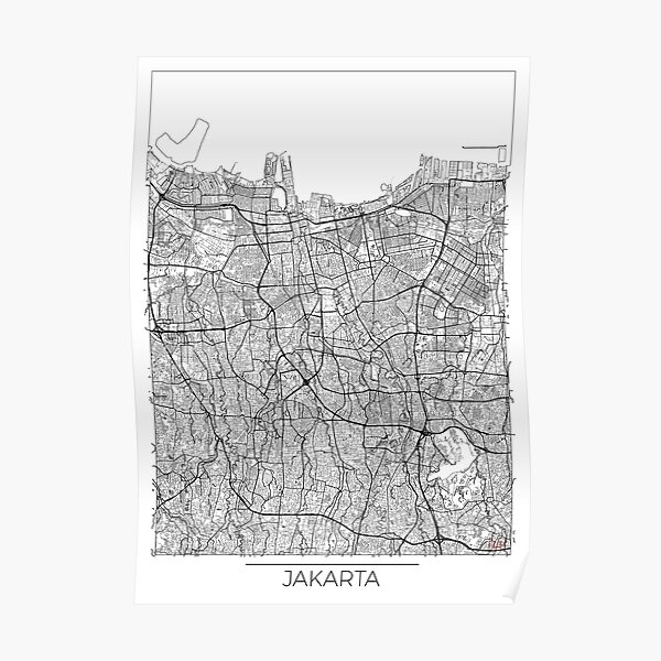 "Jakarta Map Minimal" Poster for Sale by HubertRoguski | Redbubble