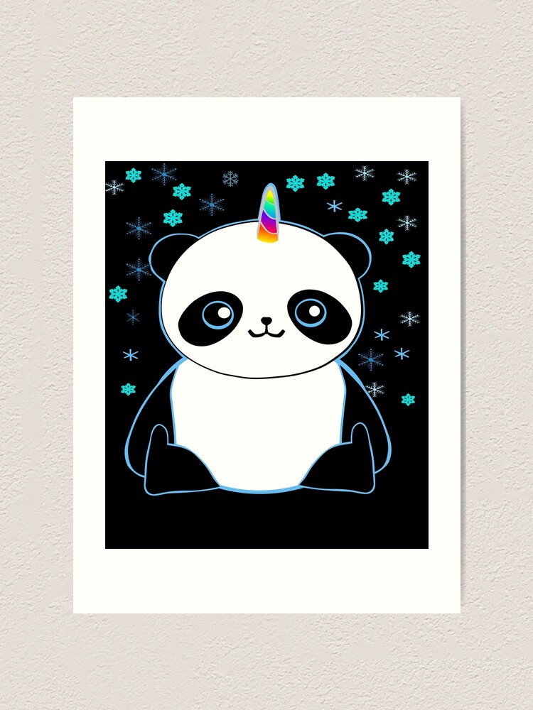 "Cute Pandacorn in the Snow " Art Print for Sale by pinklioness | Redbubble