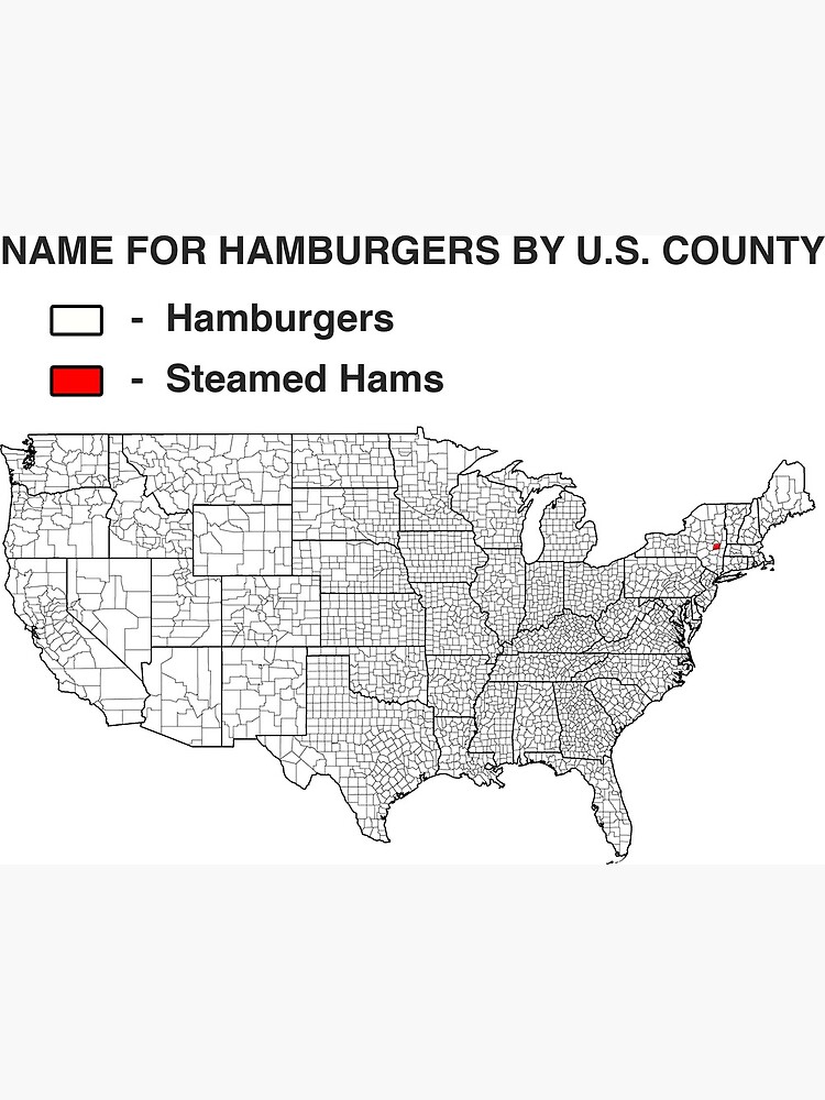 "Steamed Hams - County Map" Art Print by VelocityLP | Redbubble
