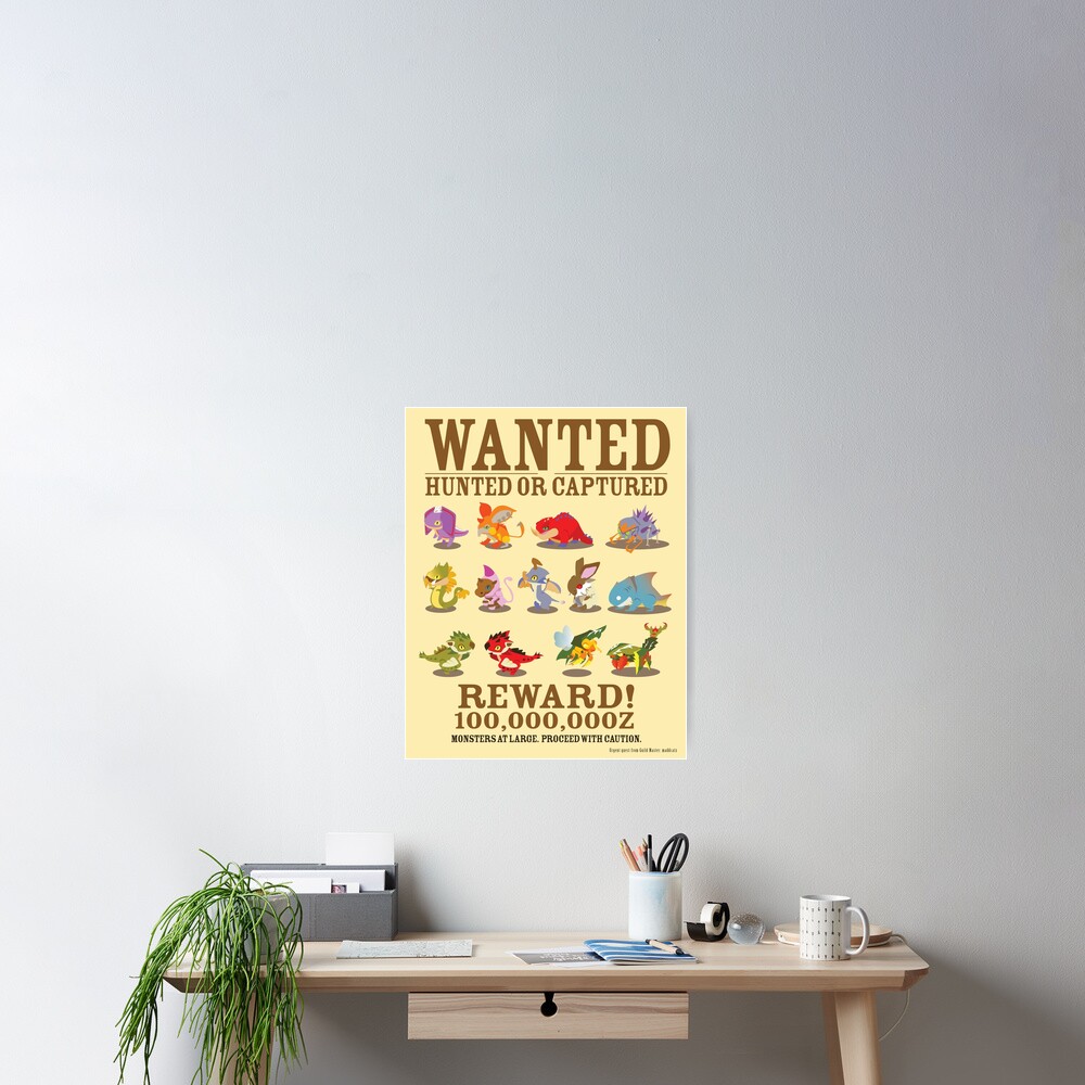 "Wanted Monster Hunter Poster" Poster by sewcuteworkshop | Redbubble