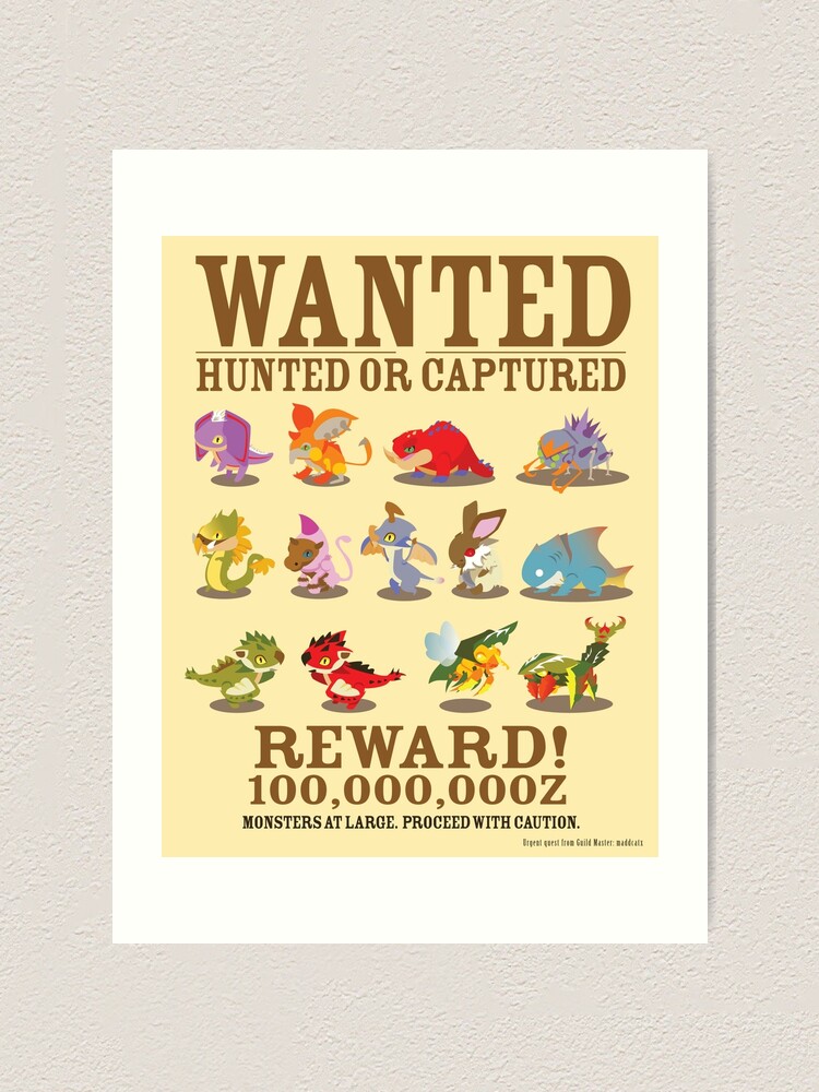 "Wanted Monster Hunter Poster" Art Print for Sale by sewcuteworkshop ...