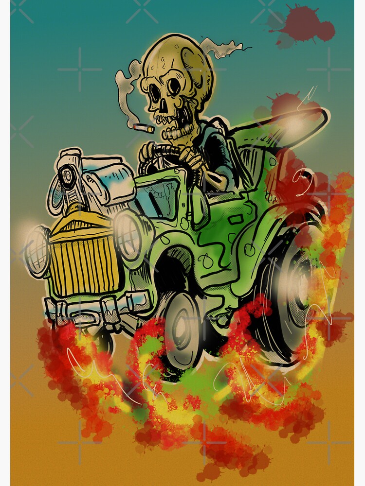 "Skeleton driving a racing kart" Sticker for Sale by silentlyrob668 ...