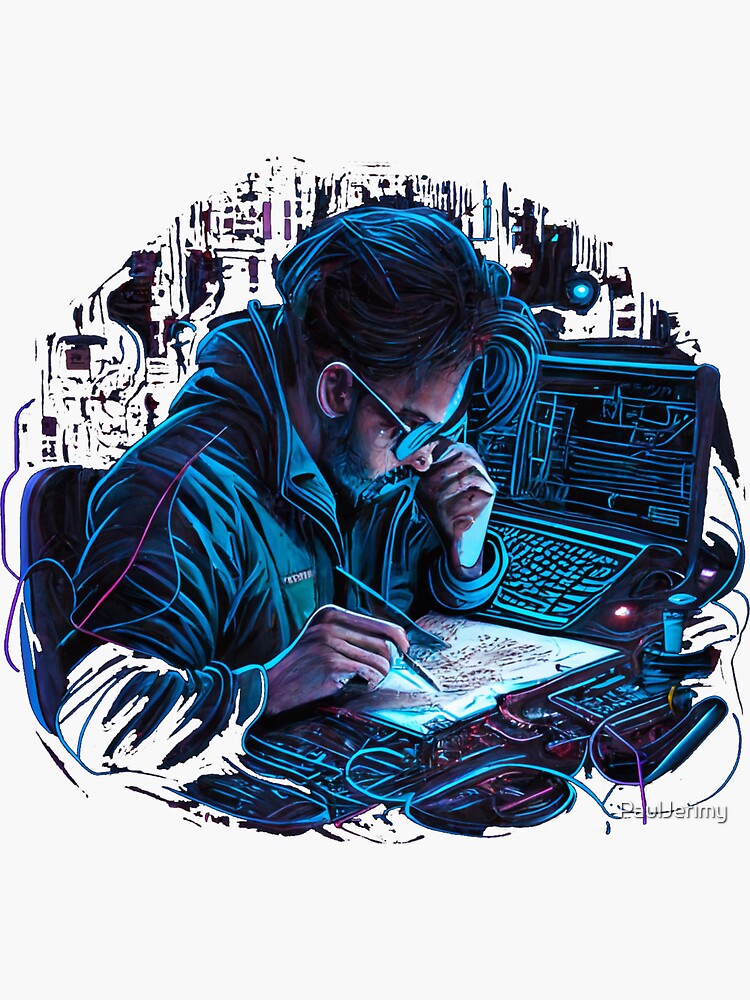 "Cyber Student Studying 2" Sticker for Sale by PaulJerimy | Redbubble