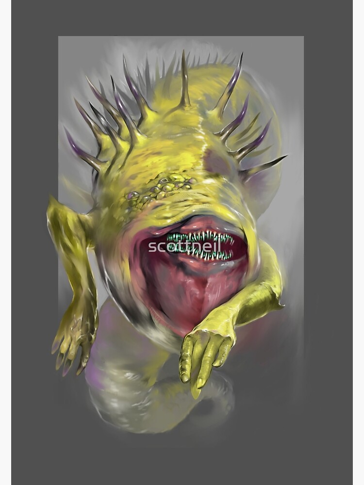 Póster «RPG Horror Scary Yellow Spiked Worm Monster con repugnante boca ...
