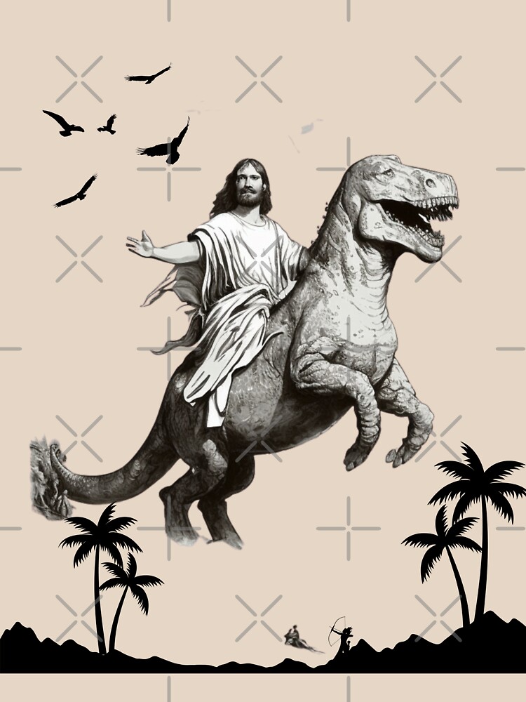 "Jesus Riding a Dinosaur Perfect Gift T-Shirt" Essential T-Shirt for ...