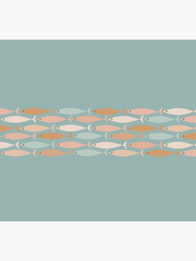 Fish Stripe 6 - Minimalist Mid Mod Fish Pattern Teal Blue Gray Blush ...