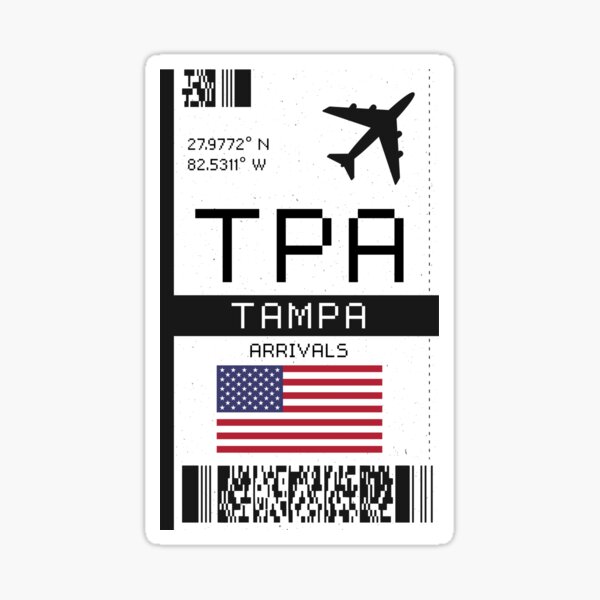 "TPA Tampa International Airport - Boarding Pass Ticket" Sticker for ...